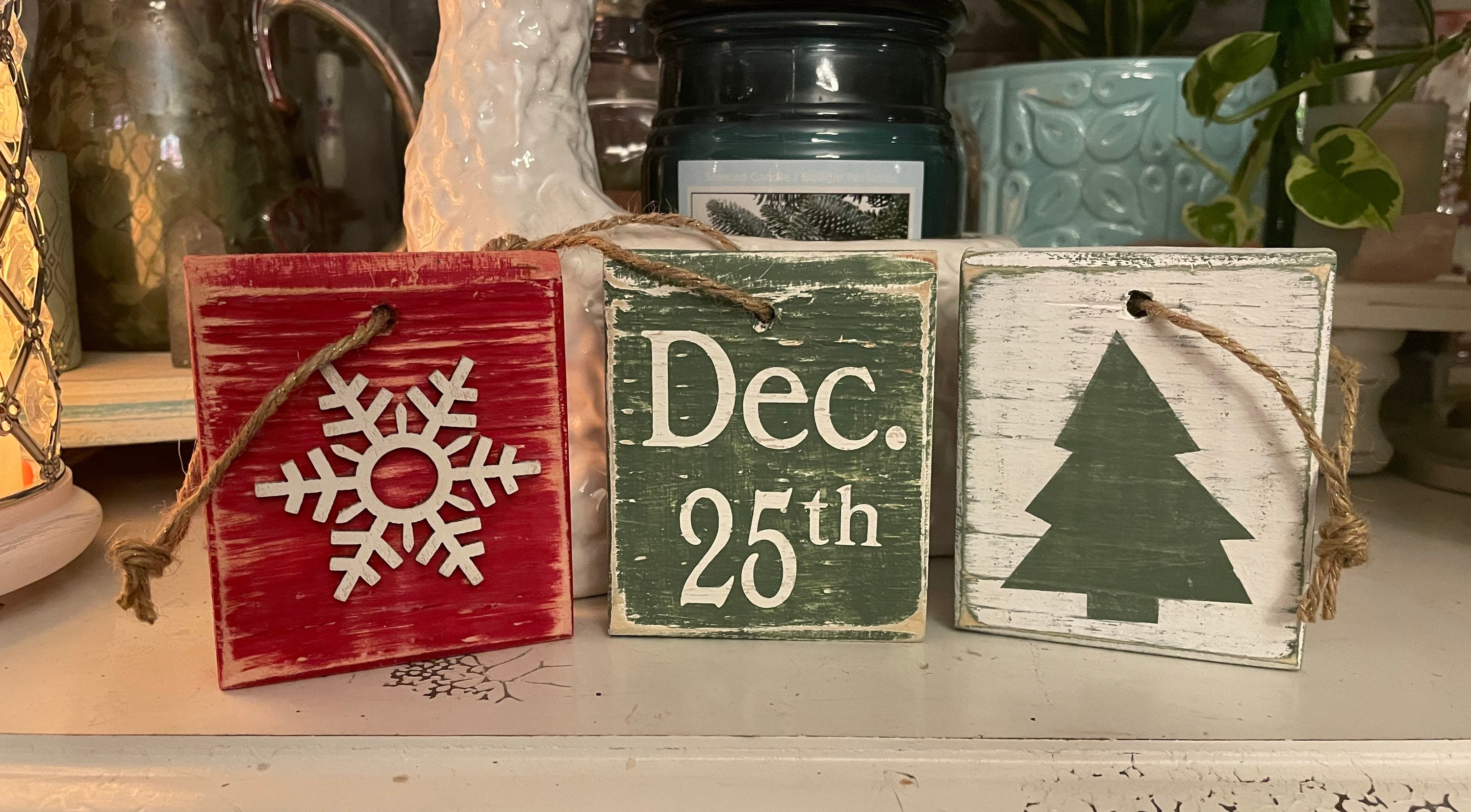Christmas Decor. Rustic Handmade Decorative Wood Blocks. Tier | Etsy