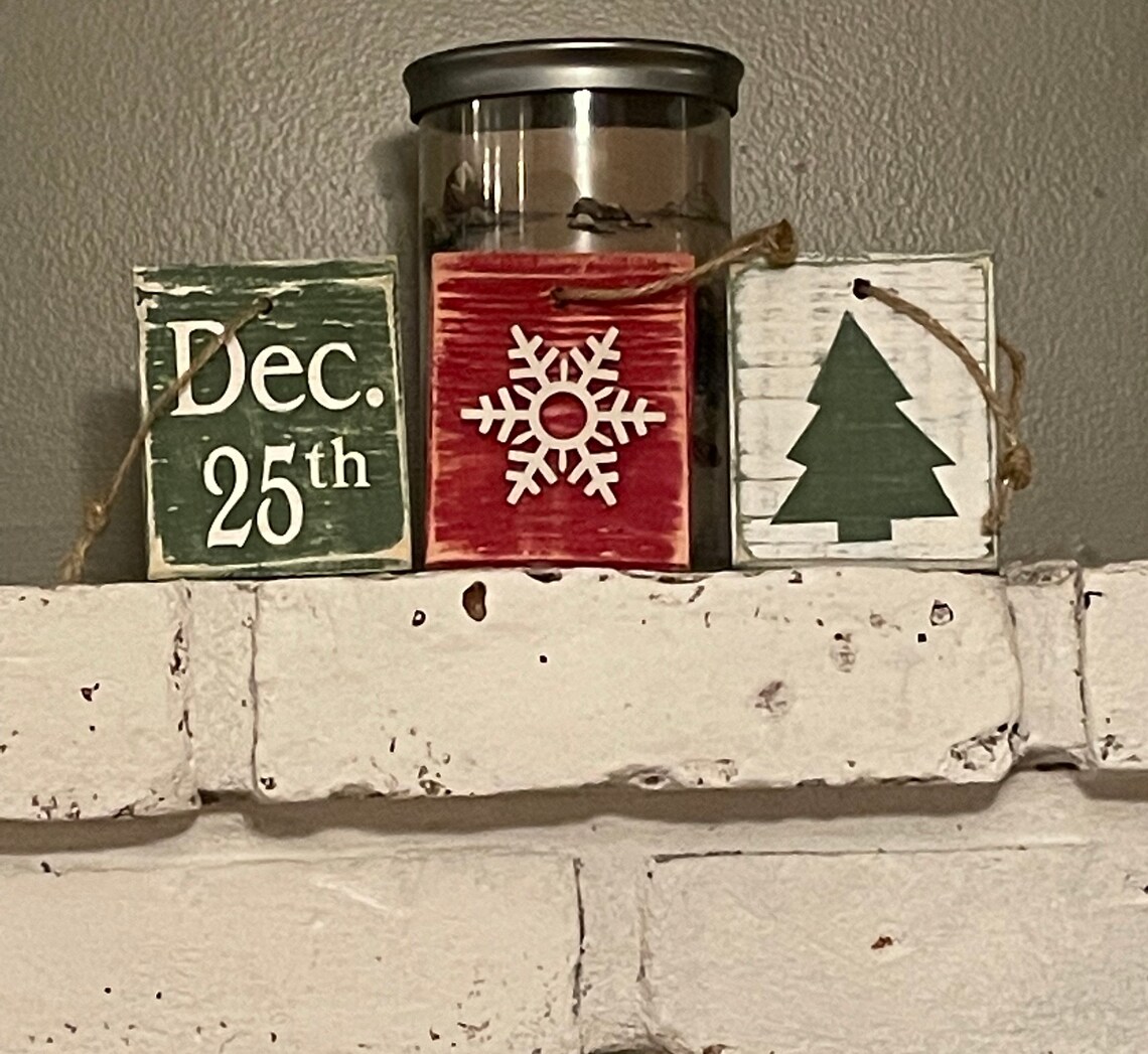 Christmas Decor. Rustic Handmade Decorative Wood Blocks. Tier | Etsy