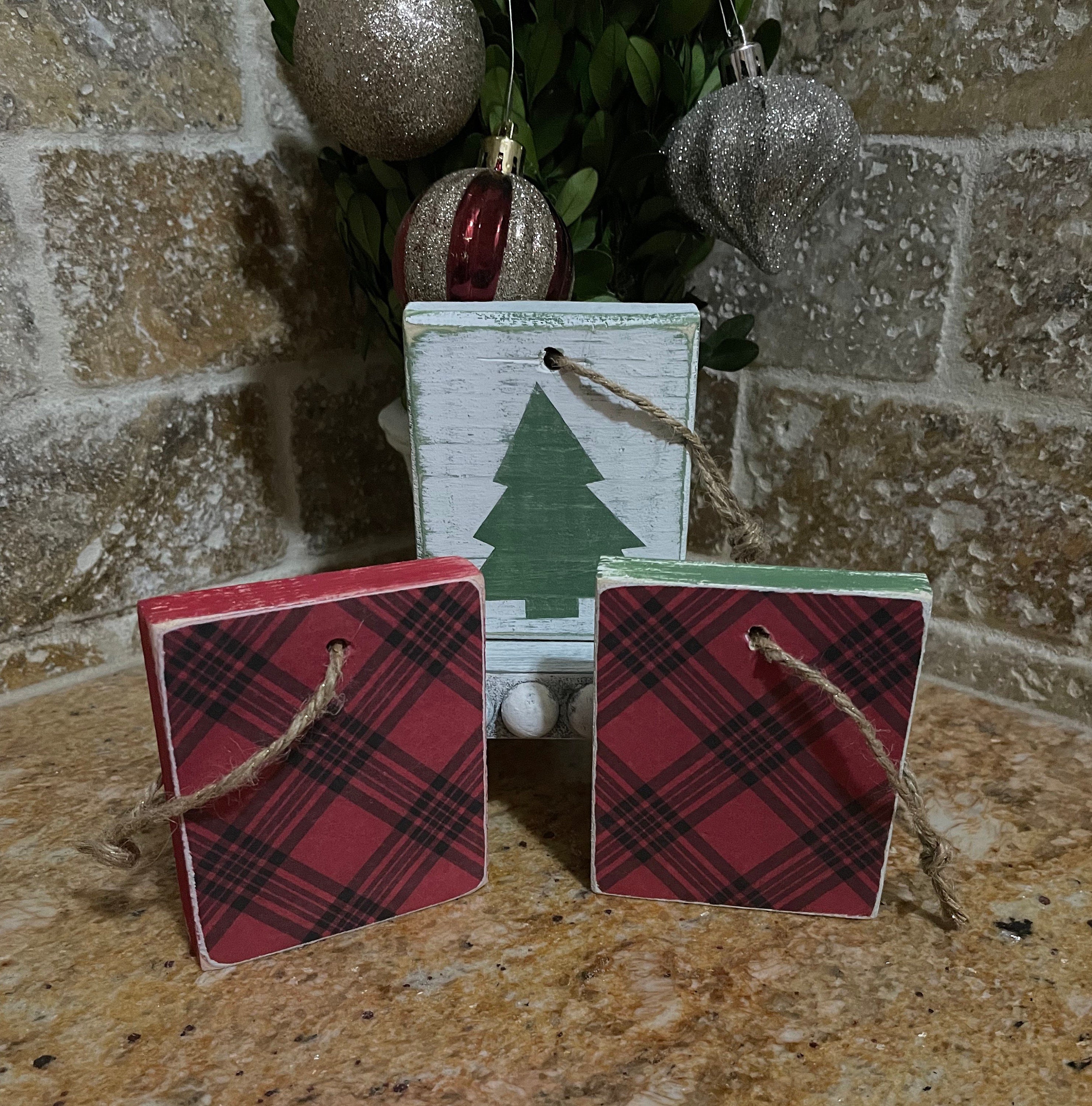 Christmas Decor. Rustic Handmade Decorative Wood Blocks. Tier | Etsy