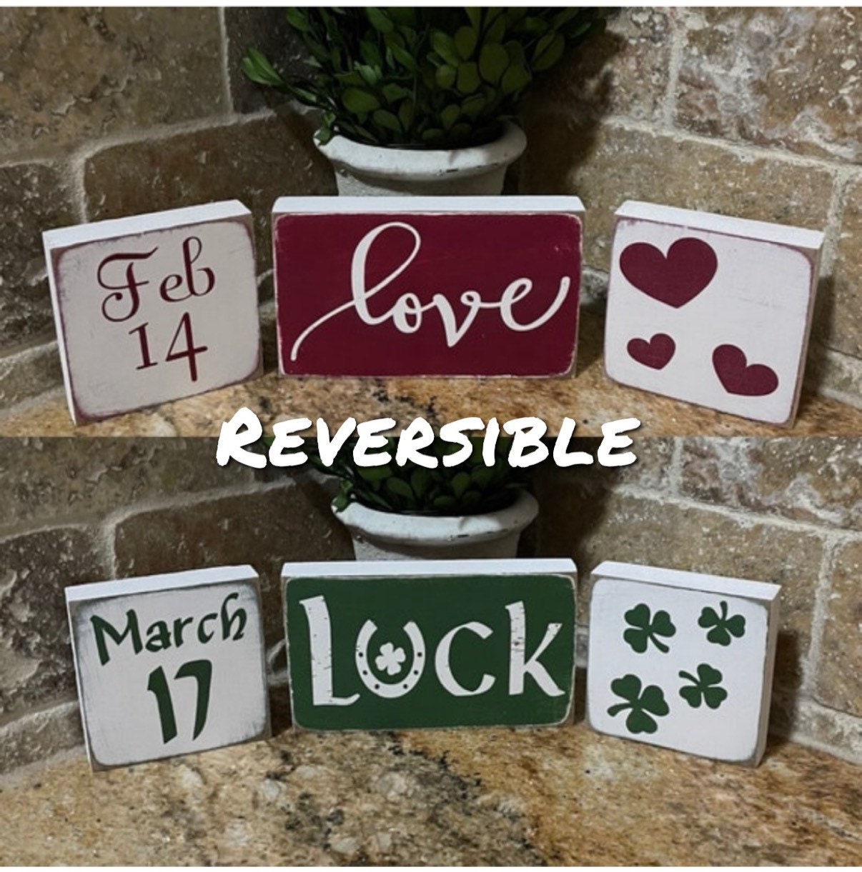 St. Patricks Day Decor. Reversible. Valentines Day. Rustic. - Etsy