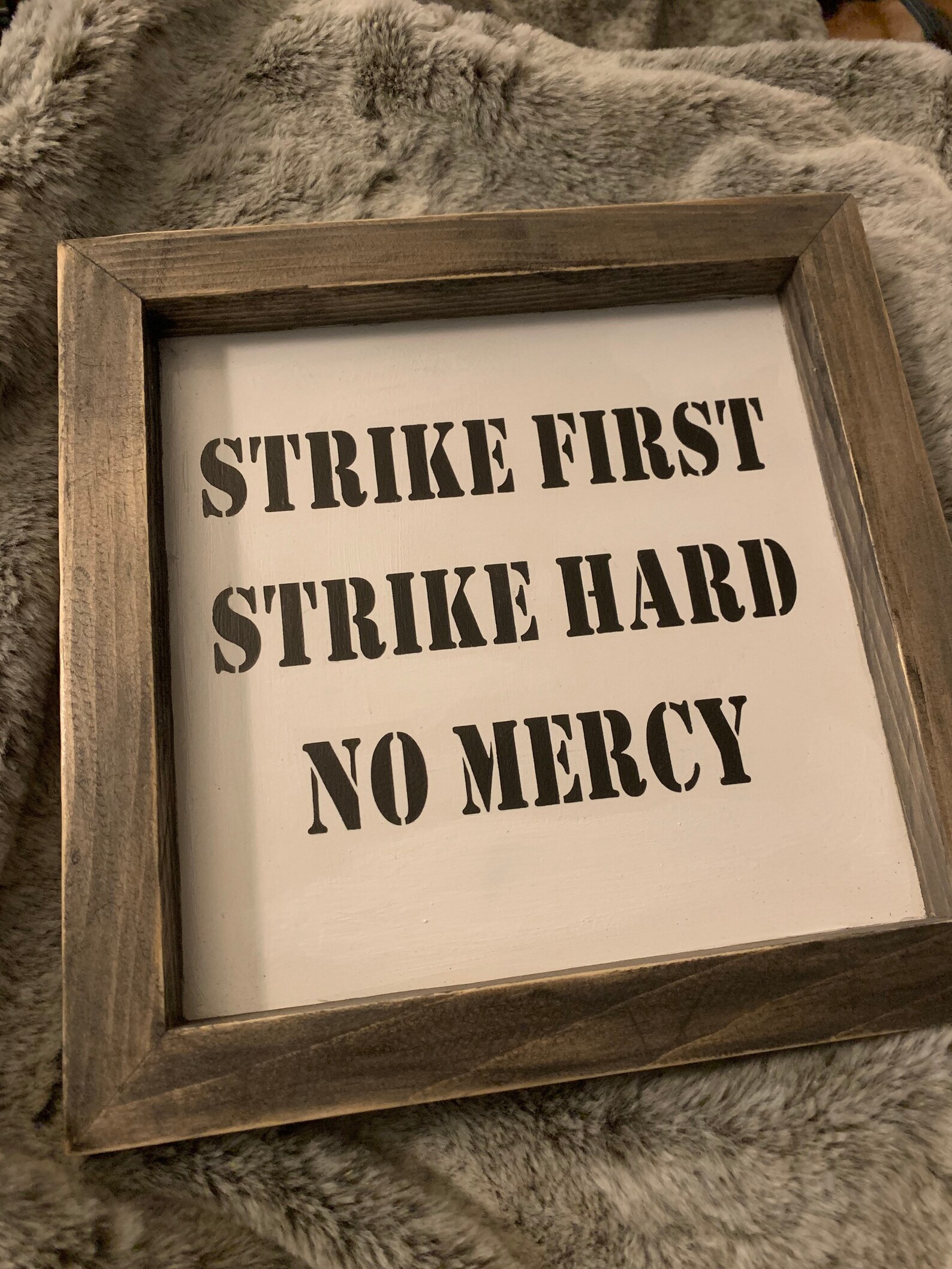 Strike First Strike Hard No Mercy wood sign Cobra Kai. | Etsy