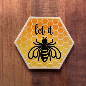 Coasters. Bee Decor. Honey Bee Ceramic Coaster. Ceramic Coasters. Set ...