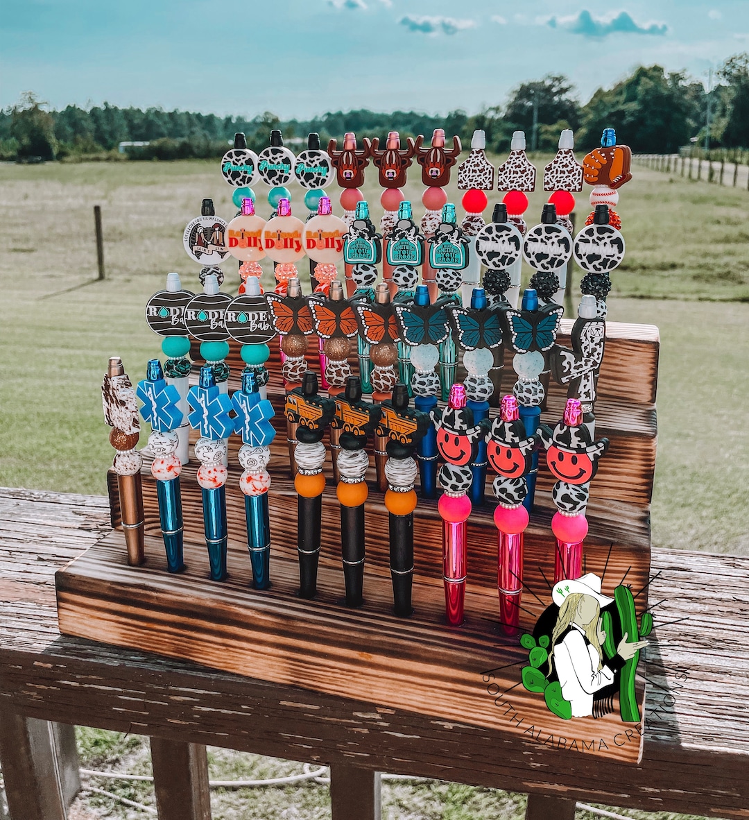 4-tier Wooden Beaded Pen Display / 40 Pen Slots - Etsy