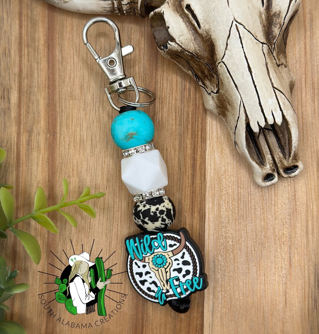 Wild & Free Steer Skull Keychain, Western Accessories, Purse Clip - Etsy