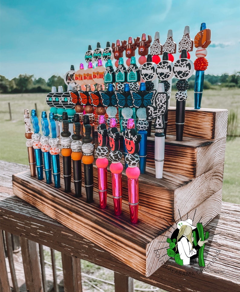4-tier Wooden Beaded Pen Display / 40 Pen Slots - Etsy