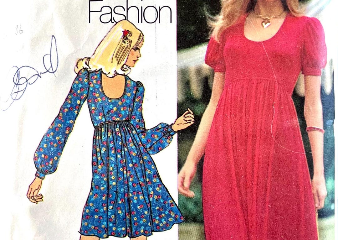 Complete 1971 Simplicity 9764 Misses' Raised-waist, Scoop-neck Dress ...