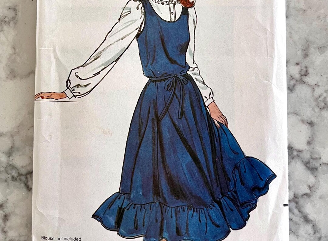 UNCUT 1980's Butterick 4205 Misses' Scoop Neck Prairie-style Jumper or ...