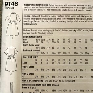 1989 UNCUT, Factory Folded Simplicity 9146 Women's Shirt Dress Pattern ...