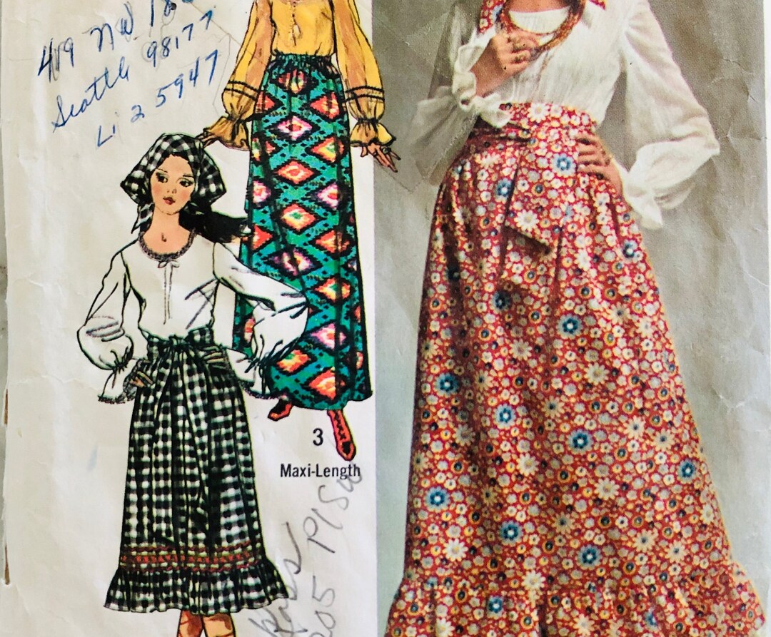 1970 Vintage Simplicity 9112 Complete Women's Skirt in Two Lengths ...