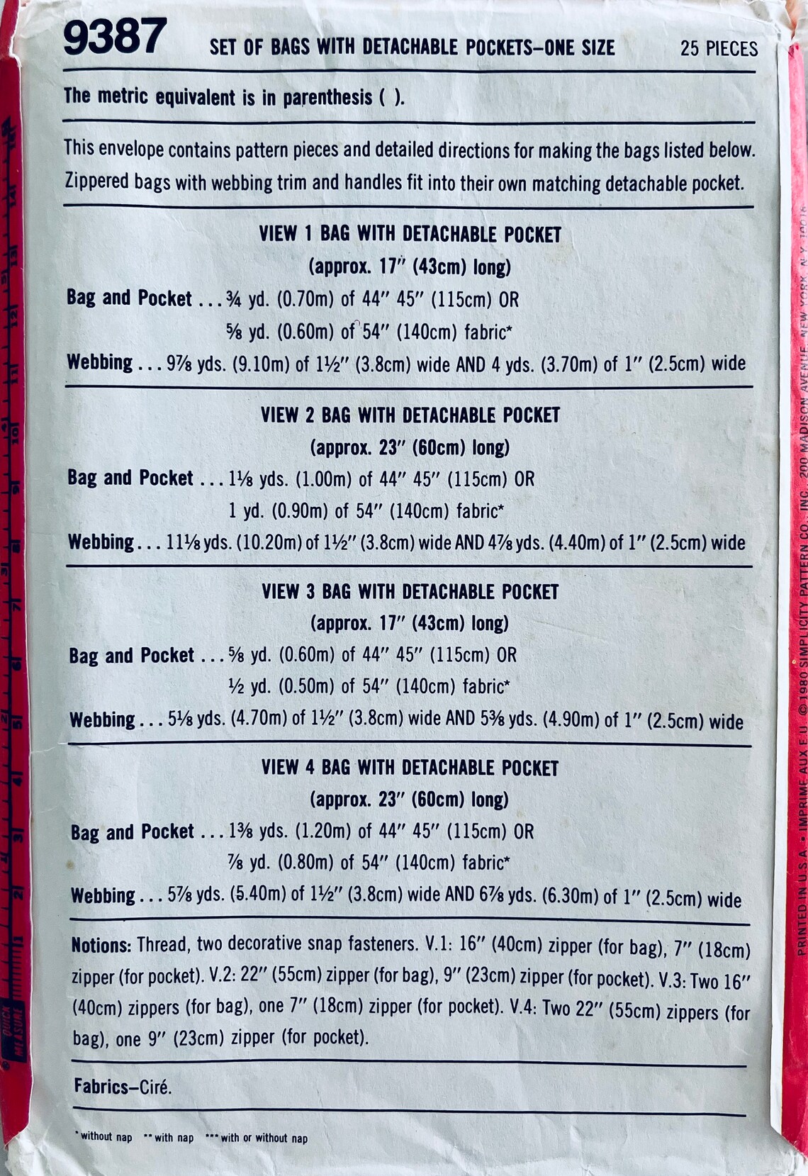 UNCUT 1980 Simplicity 9387 Set of Duffle Bags in Two Sizes and - Etsy