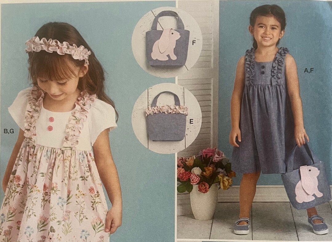 UNCUT 2022 Simplicity 9559 Girl's Easy Sew Dress, Top, Pants, Purses ...