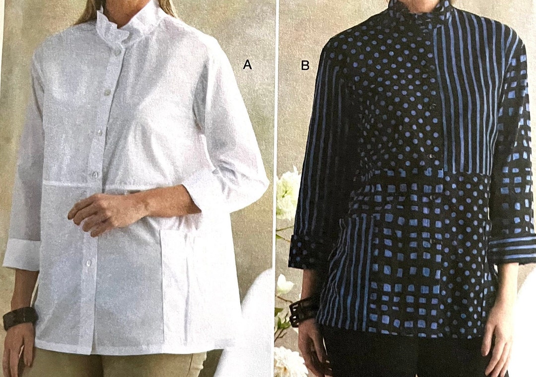 UNCUT 2019 Butterick 6689 Misses' Loose-fitting Button Front Shirt With ...