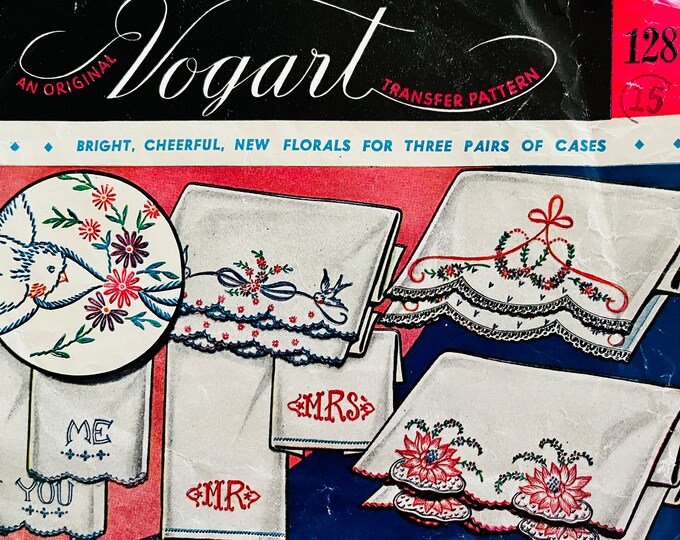 Vintage Vogart 128 Hot Iron Transfer for Embroidering Linens, Sheets ...