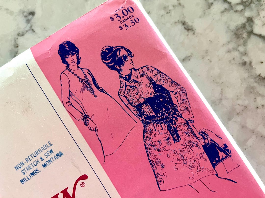 UNCUT 1967 Stretch & Sew 3010 Dress Pattern of Plus Sizes; Busts 42-44 ...