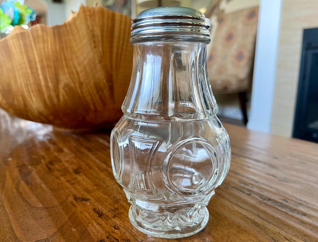 Vintage Wheaton Bullseye Pressed Glass and Chrome Shaker, Large for ...