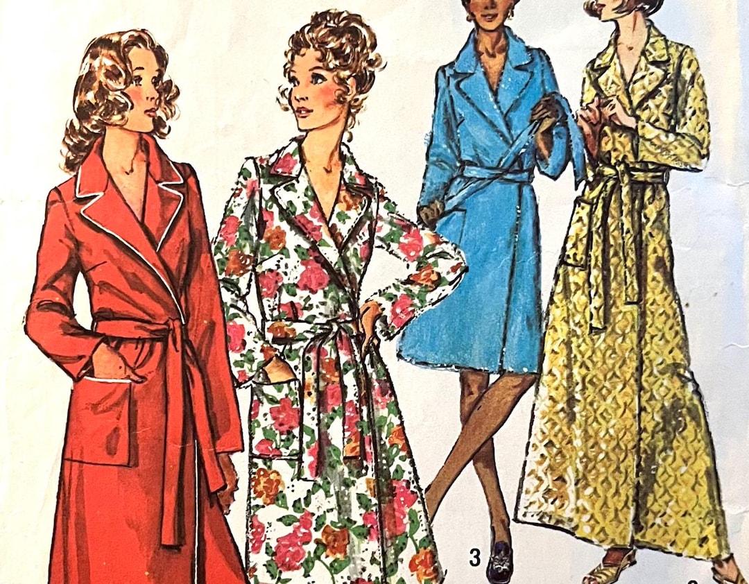 Vintage 1973 Simplicity 5989 Misses' Wrap Robe With Wide Notched Collar ...