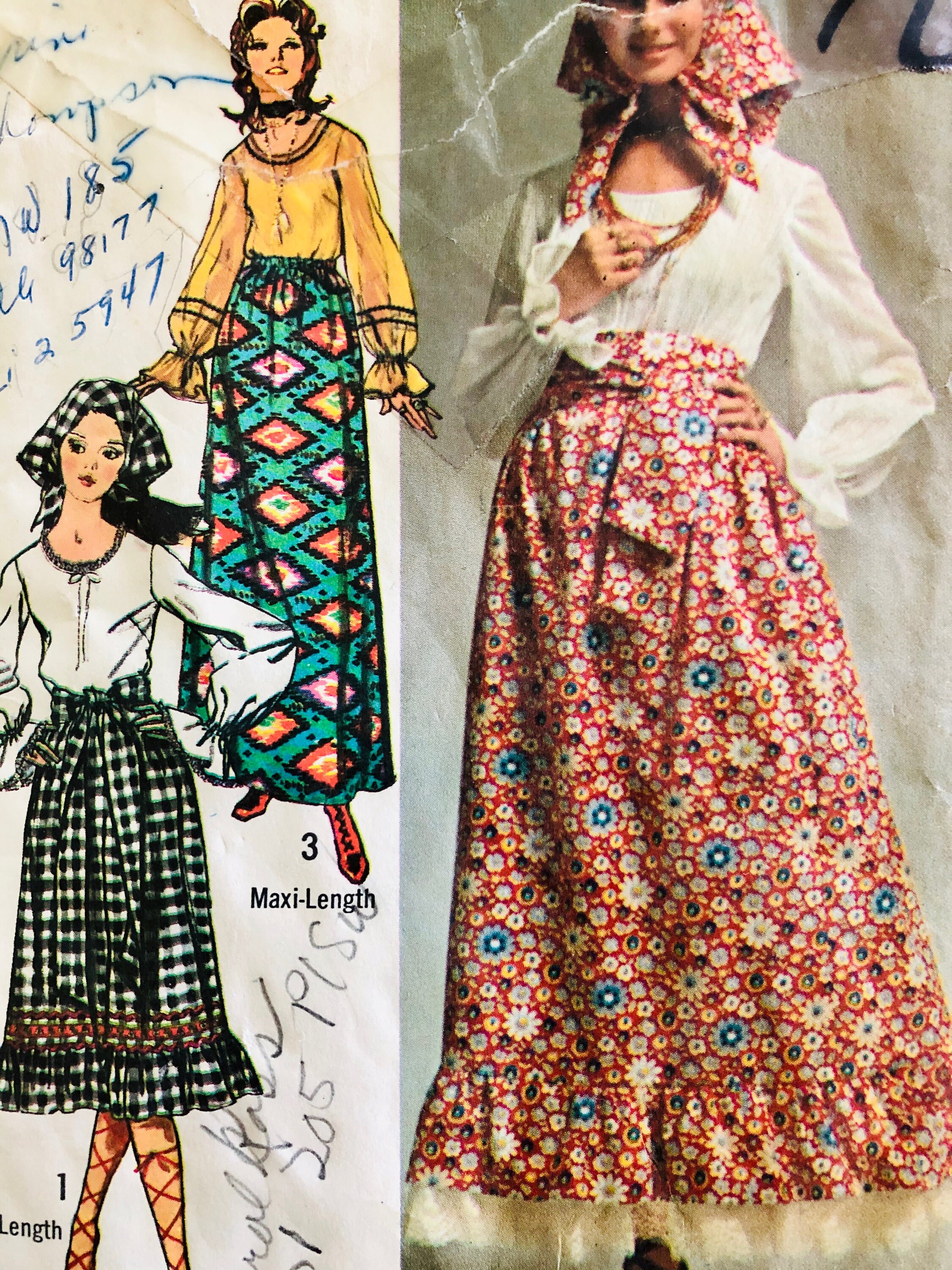 1970 vintage Simplicity 9112 complete women's skirt in two | Etsy