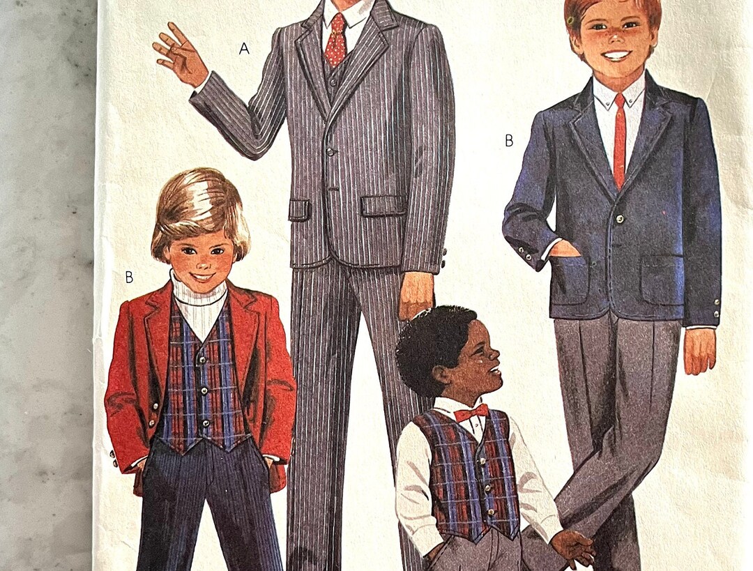 UNCUT 1983 Mccall's 8764 Boy's 3-piece Suit With Lined, Buttoned Jacket ...