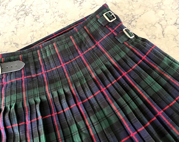 Authentic Scottish Tartan Plaid Kilt With Black Leather Straps and ...
