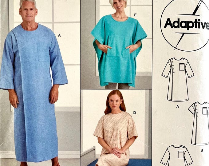 UNCUT 2022 Simplicity 9490 Uniset Adaptive Recovery Gowns and Bed Robe ...