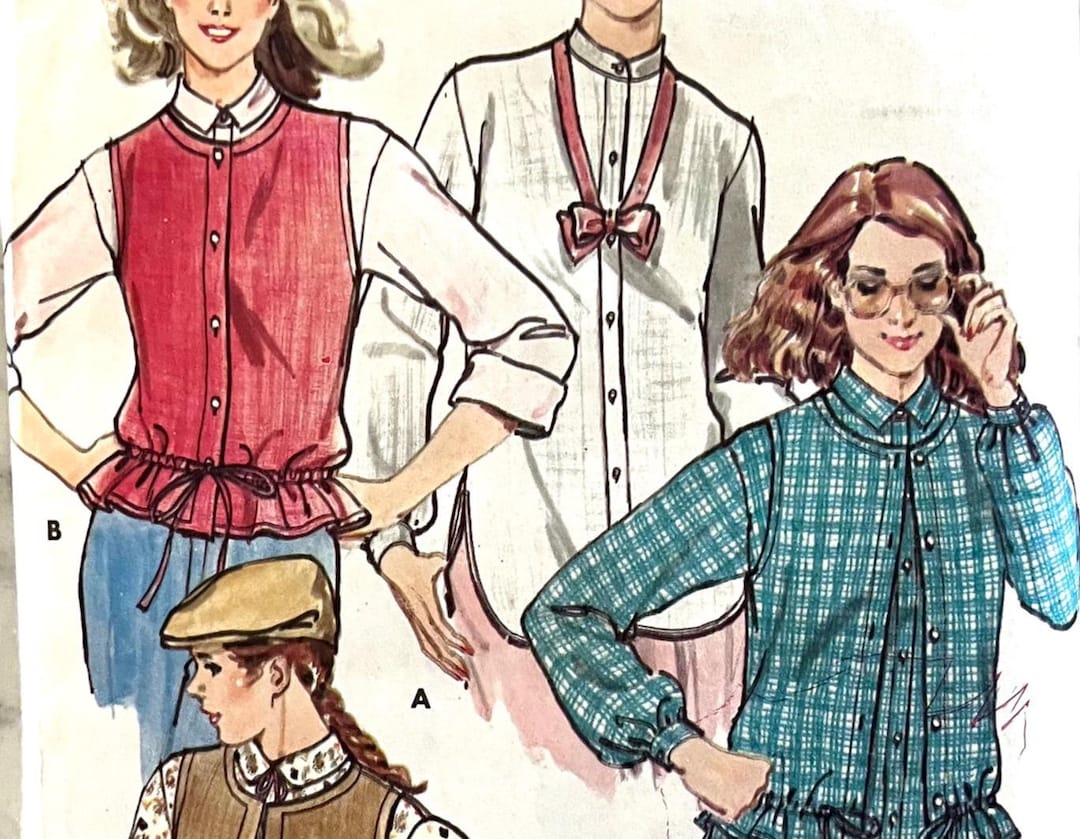 Complete 1970's Butterick 6197 Misses' Button-front Shirt, Sleeve ...