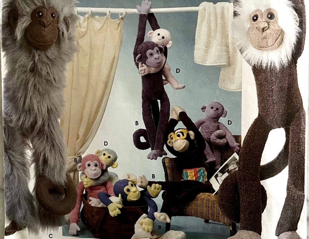 Complete 2000 Simplicity 9526 Pattern for Monkey Dolls in Two - Etsy
