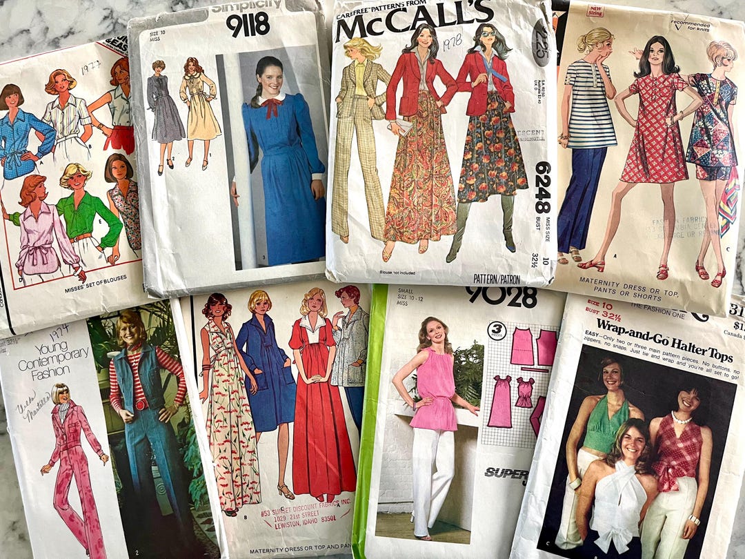 Bundle of 8 Vintage 1970's Sewing Patterns for Women, All Size 10, Bust ...