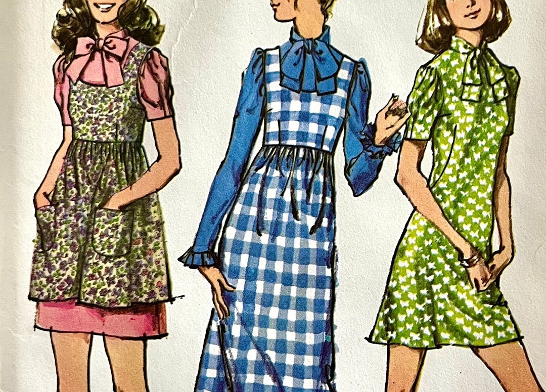 UNCUT 1971 Simplicity 9769 Misses' Tie Neck Dress in 2 Lengths and Back ...