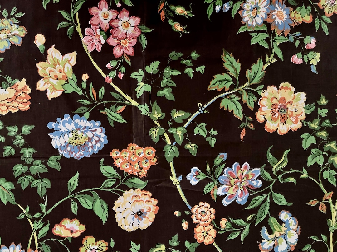 53" Wide X 3 Yards Long Floral Polished Cotton Chintz Fabric by Cyrus ...