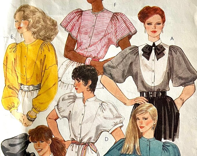 UNCUT 1983 Mccall's 8376 Misses' Deeply Yoked Front-buttoned Blouse ...