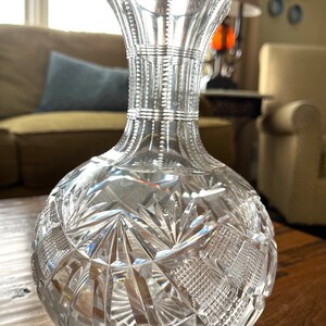 Large Vintage Cut Lead Crystal Decanter With Star Cut on the Base and ...