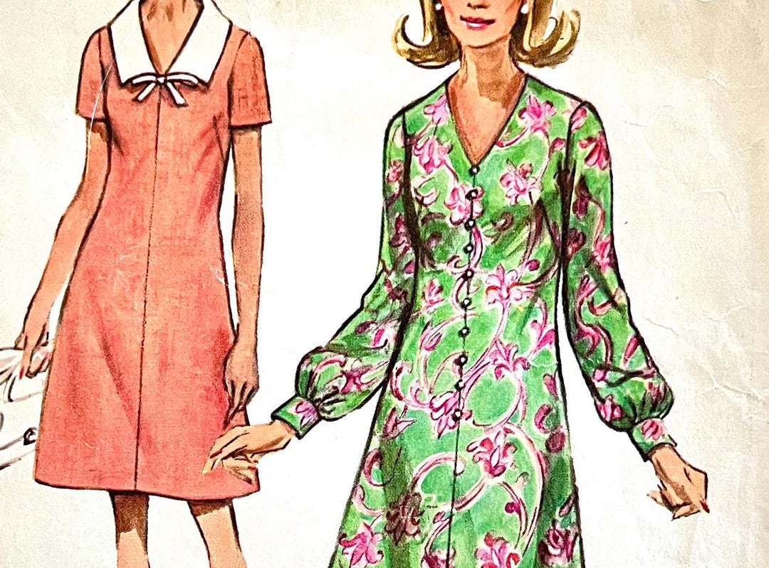 Complete 1970 Simplicity 8706 Misses' Dart Fitted Dress With Long or ...