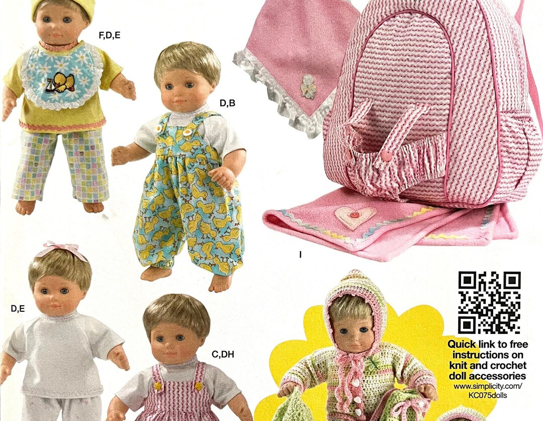 UNCUT 2012 Simnplicity 1952 Baby Doll Clothes Pattern Designed by Carla ...
