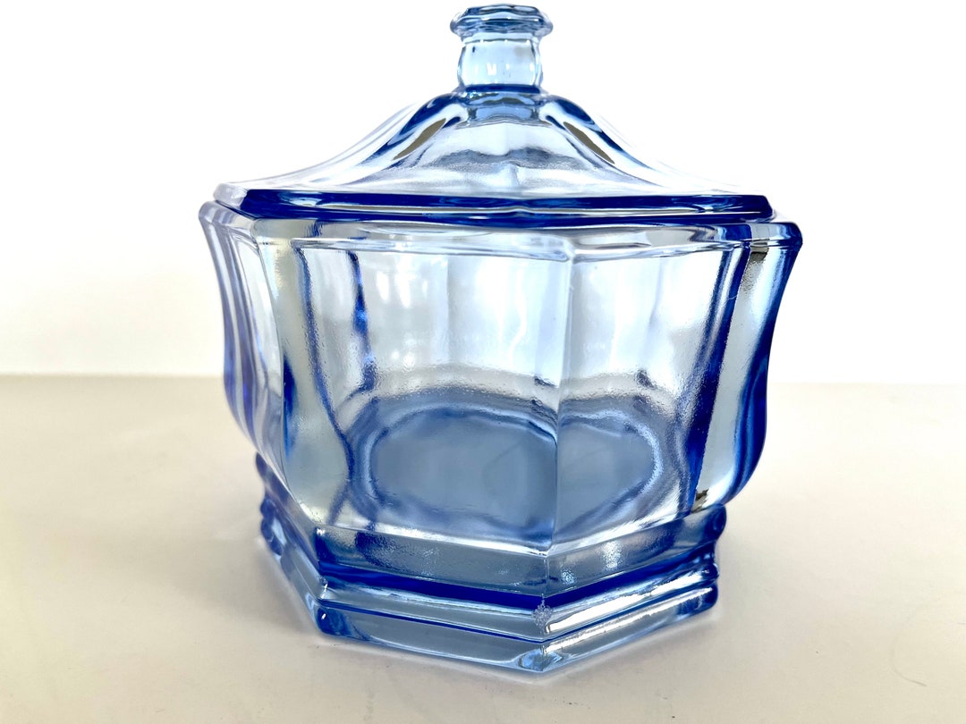 Vintage Indiana Glass Concord Blue Octagonal Candy Dish With - Etsy