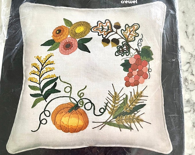 RARE! Vintage Unopened 1977 Dimensions 1088 'autumn Wreath" Crewel ...
