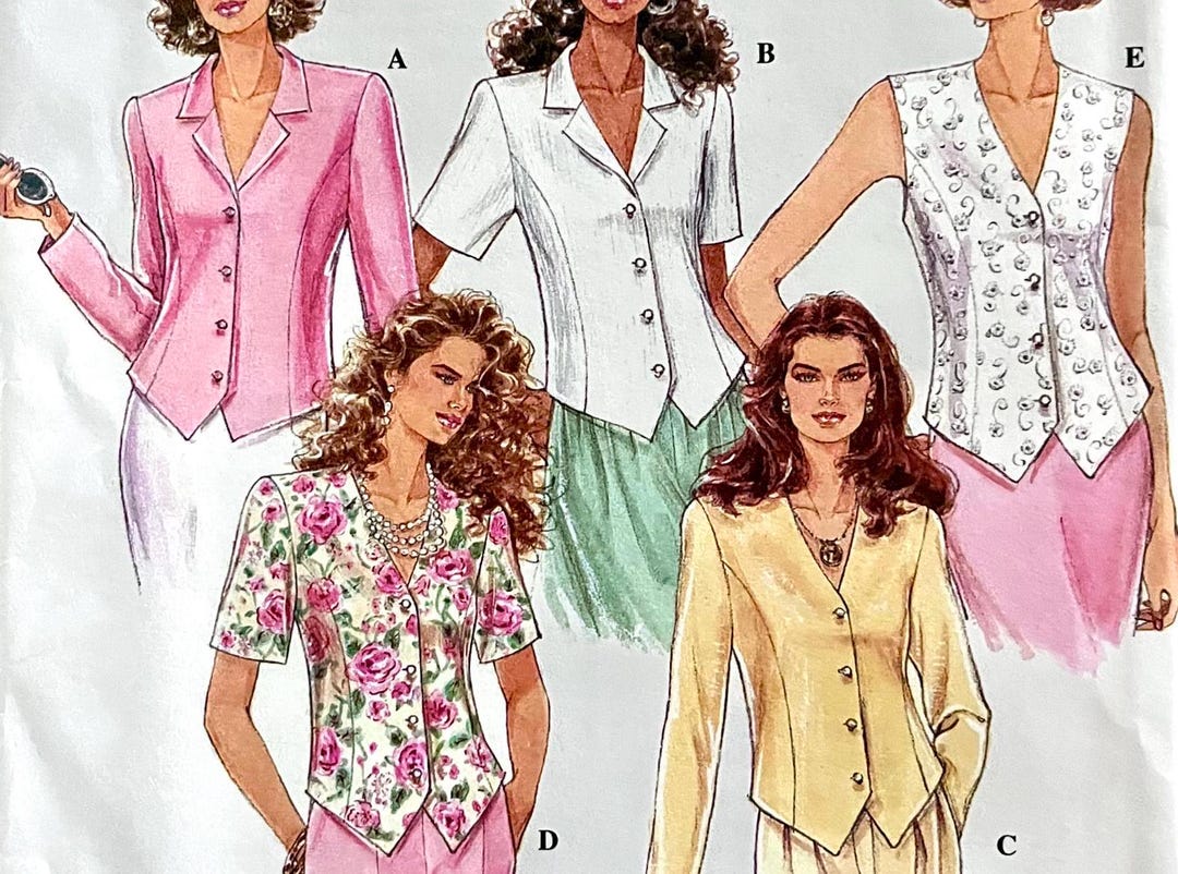 UNCUT 1996 Simplicity 8845 Misses' Button-front Blouse With Notched ...