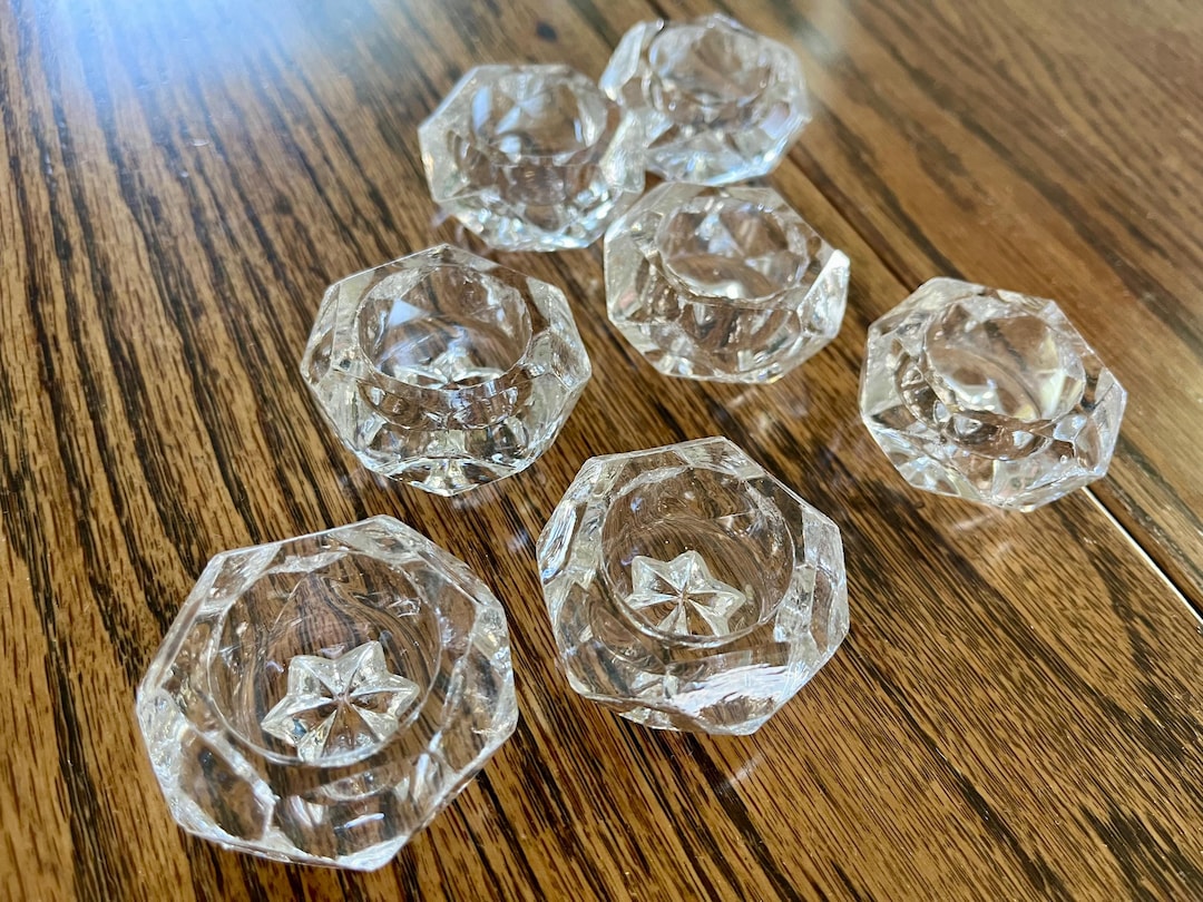 Set of 7 Clear Glass Salt Cellars, Salt Dips, Individual Salt Dishes ...