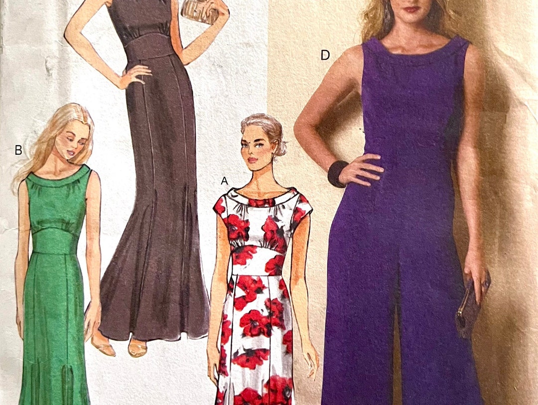 UNCUT 2014 Butterick 6130 Misses' Wide-neck Dress or Wide-leg Jumpsuit ...