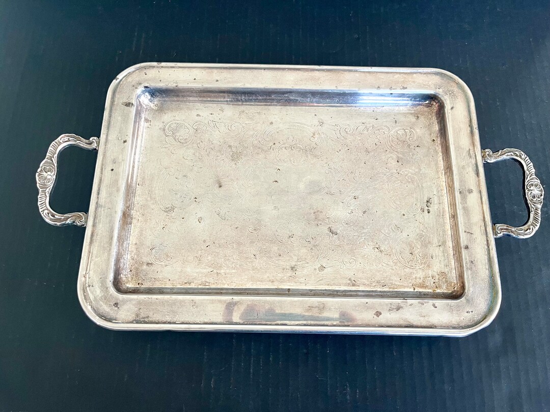 17 including Handles X 9.75 Rectangular Footed Silverplate Serving Tray ...
