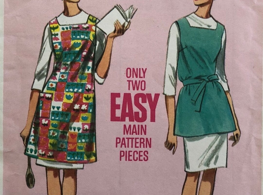 1960's Vintage Butterick 4166 Women's Easy Cobbler Apron Pattern With ...