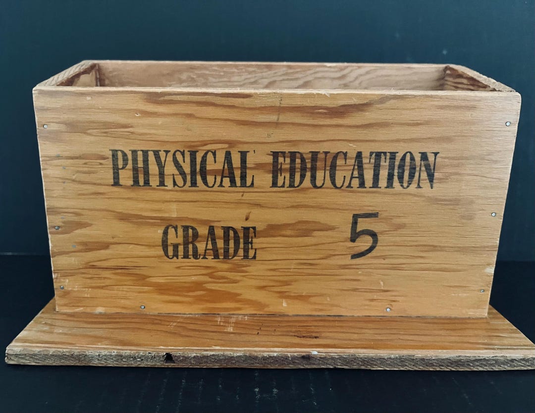 Vintage Wooden Classroom Storage Box Made From 1/4 Plywood, Stenciled ...