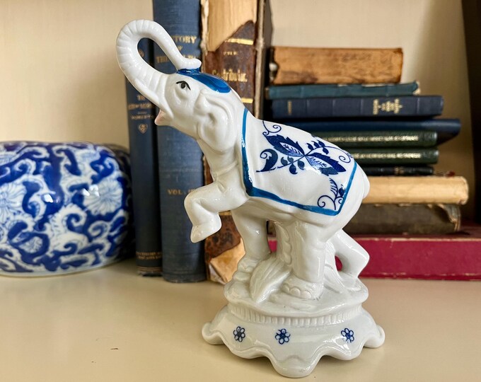 Darling Blue and White Porcelain Elephant Statue Figuring, Front Leg ...