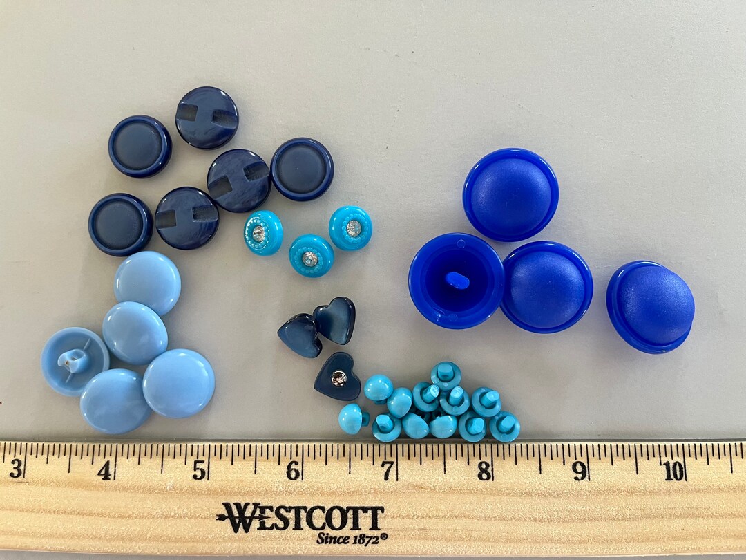 Vintage Lot of 34 Blue Buttons of All Sizes and Shapes, Bright Royal ...