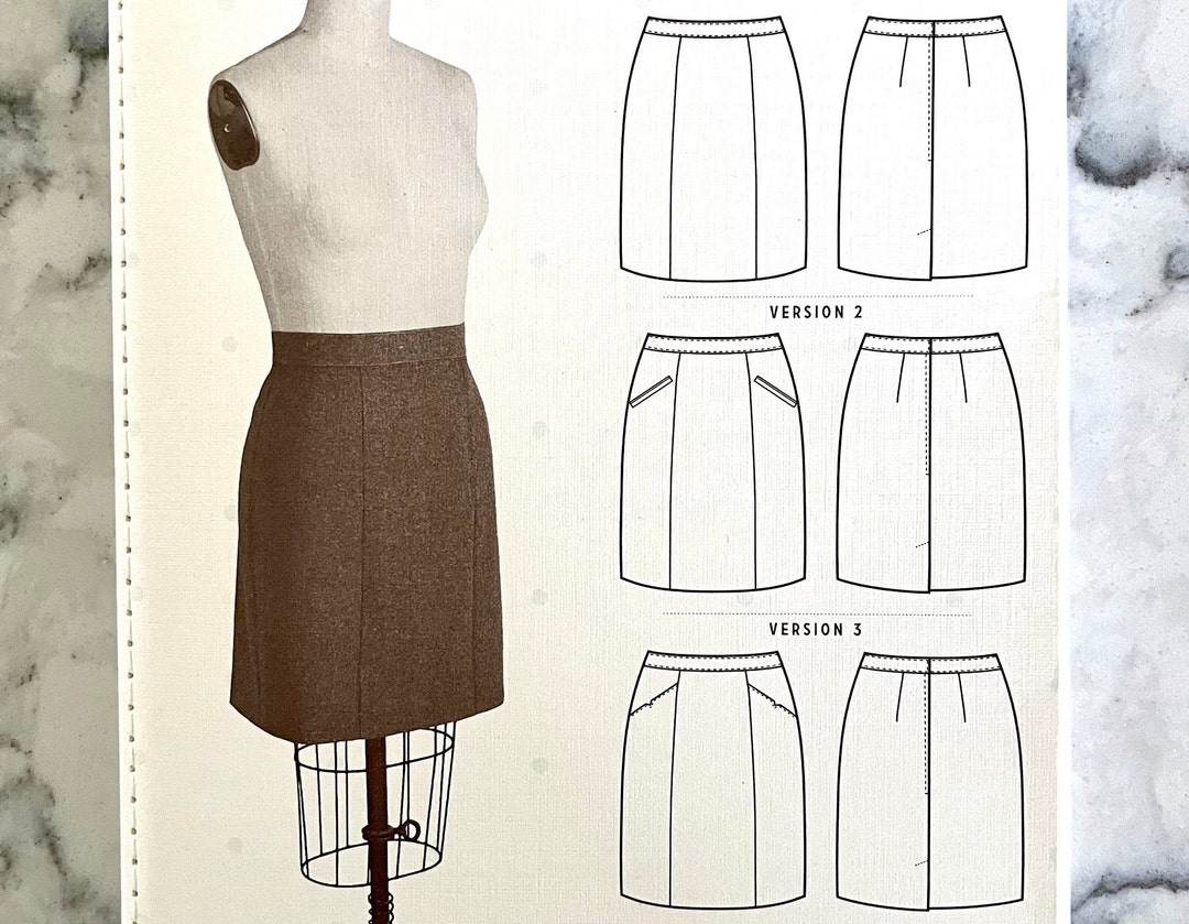 UNCUT Colette Patterns 1035 Misses' Lined Pencil Skirt With Three Front ...