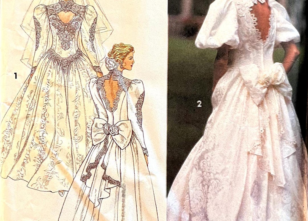 UNCUT 1992 Simplicity 8176 Misses' Bridal Gown With Train Designed by ...