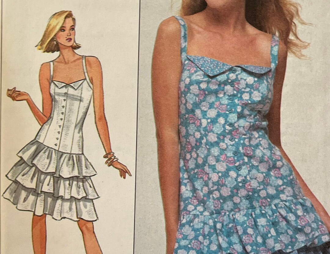 UNCUT 1988 Simplicity 8547 Misses' Button Front Sundress With Curved Straps, Fitted, Dropped ...