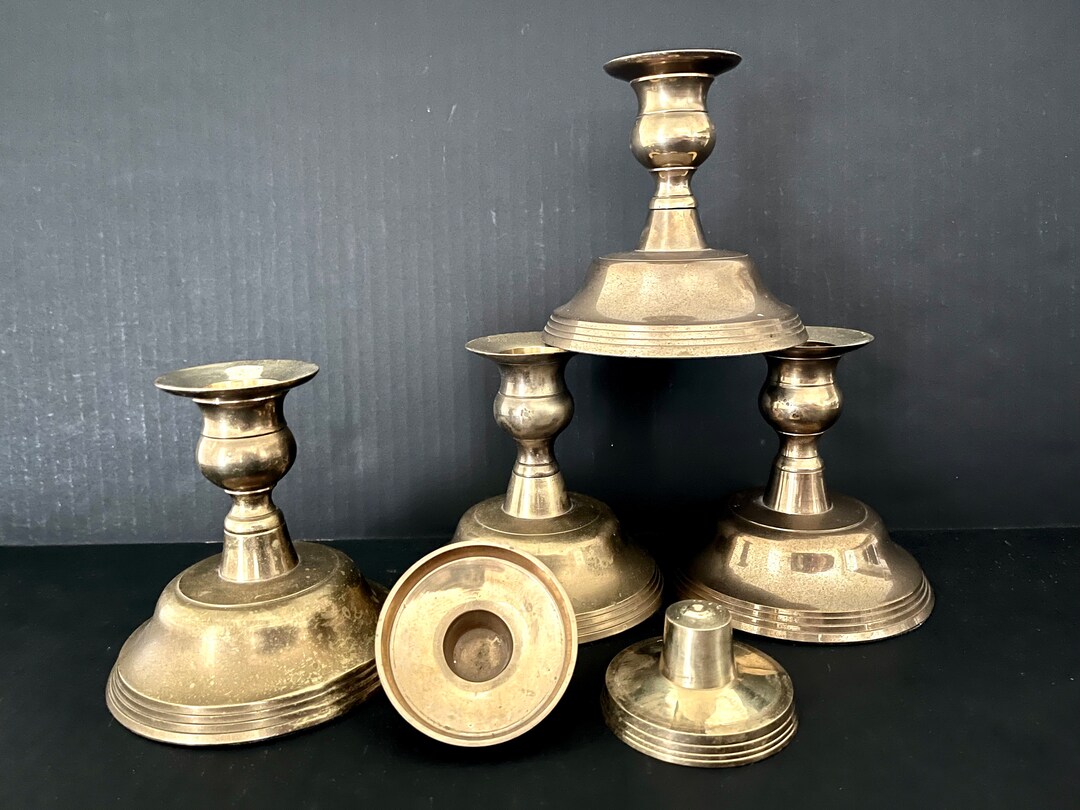 Large, Solid Brass Taper Candle Holder, Optional Insert for Narrower ...