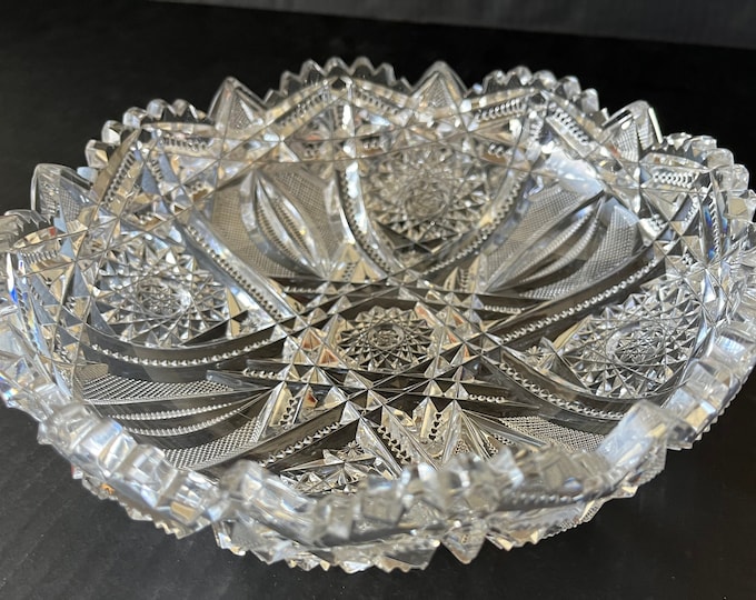 Antique Cut Glass Celery or Relish Dish Made by Birks, Signed, Three ...