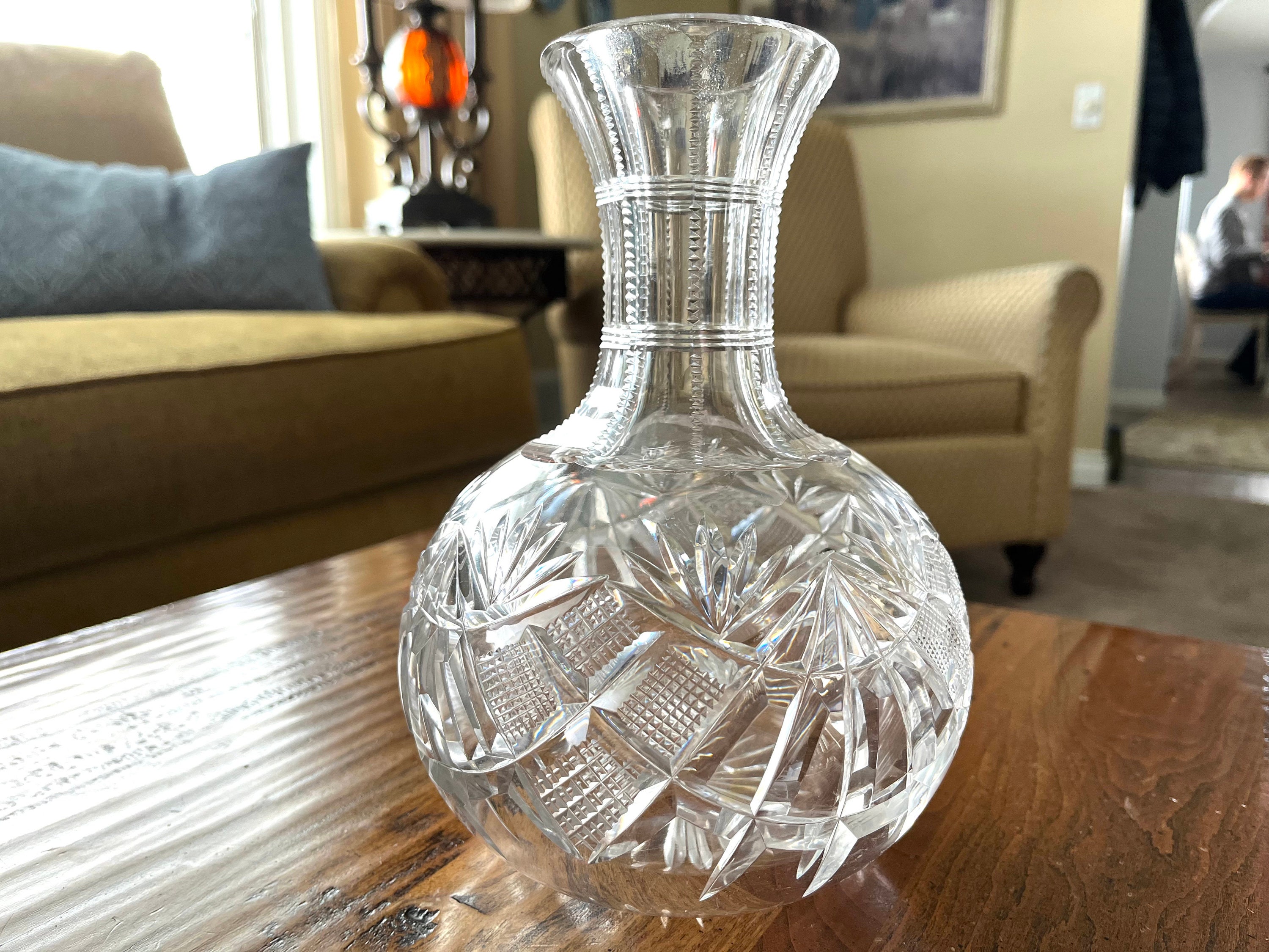 Large Vintage Cut Lead Crystal Decanter With Star Cut on the Base and ...