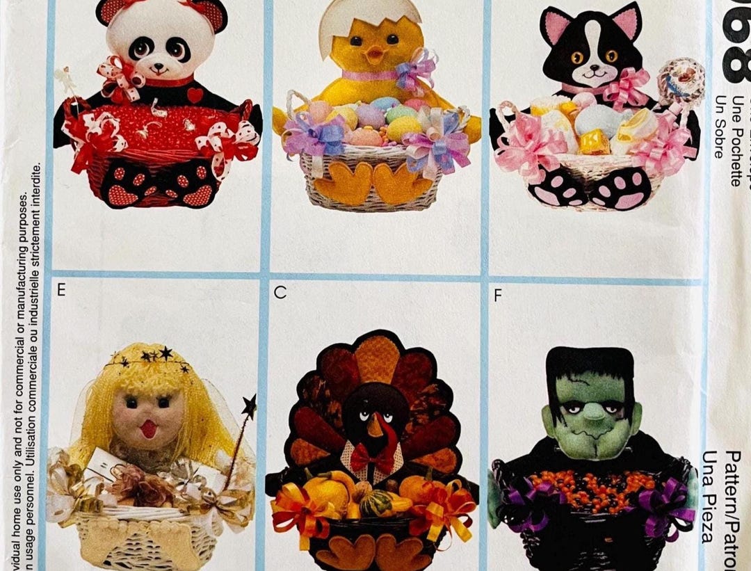 UNCUT 1997 Mccall's 9068 Character Treat Baskets by Dreams 'n Delights ...